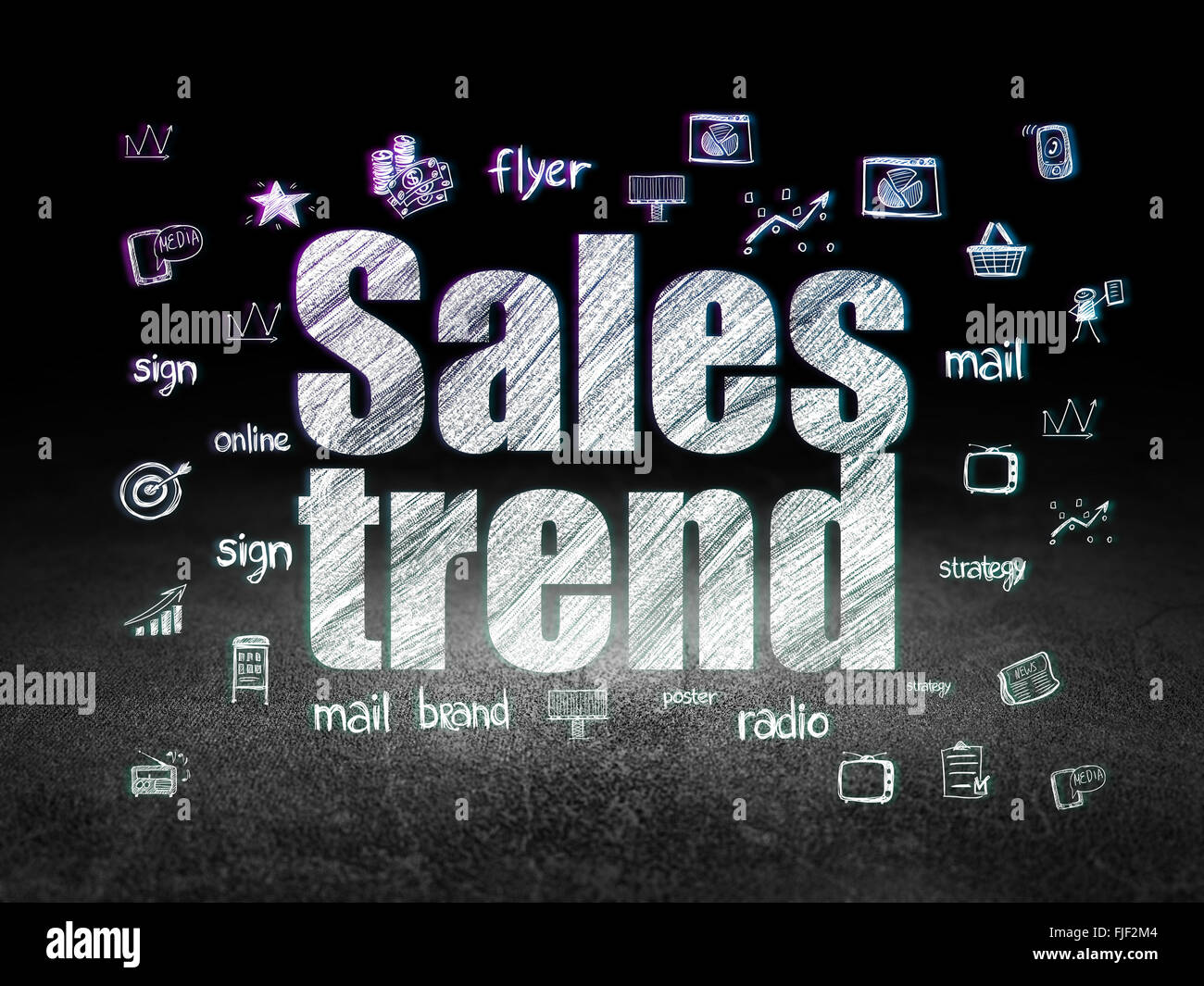 Marketing concept: Sales Trend in grunge dark room Stock Photo - Alamy