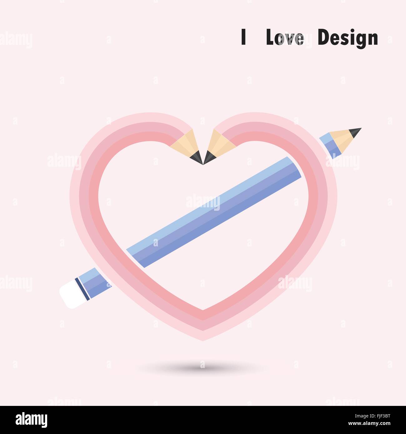 Pencil heart shape with I love design concept. Education and business concept. Vector ...