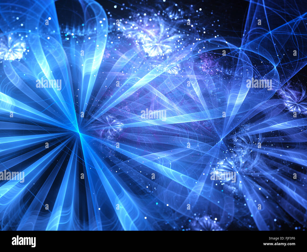 Magical glowing objects in space, computer generated abstract ...