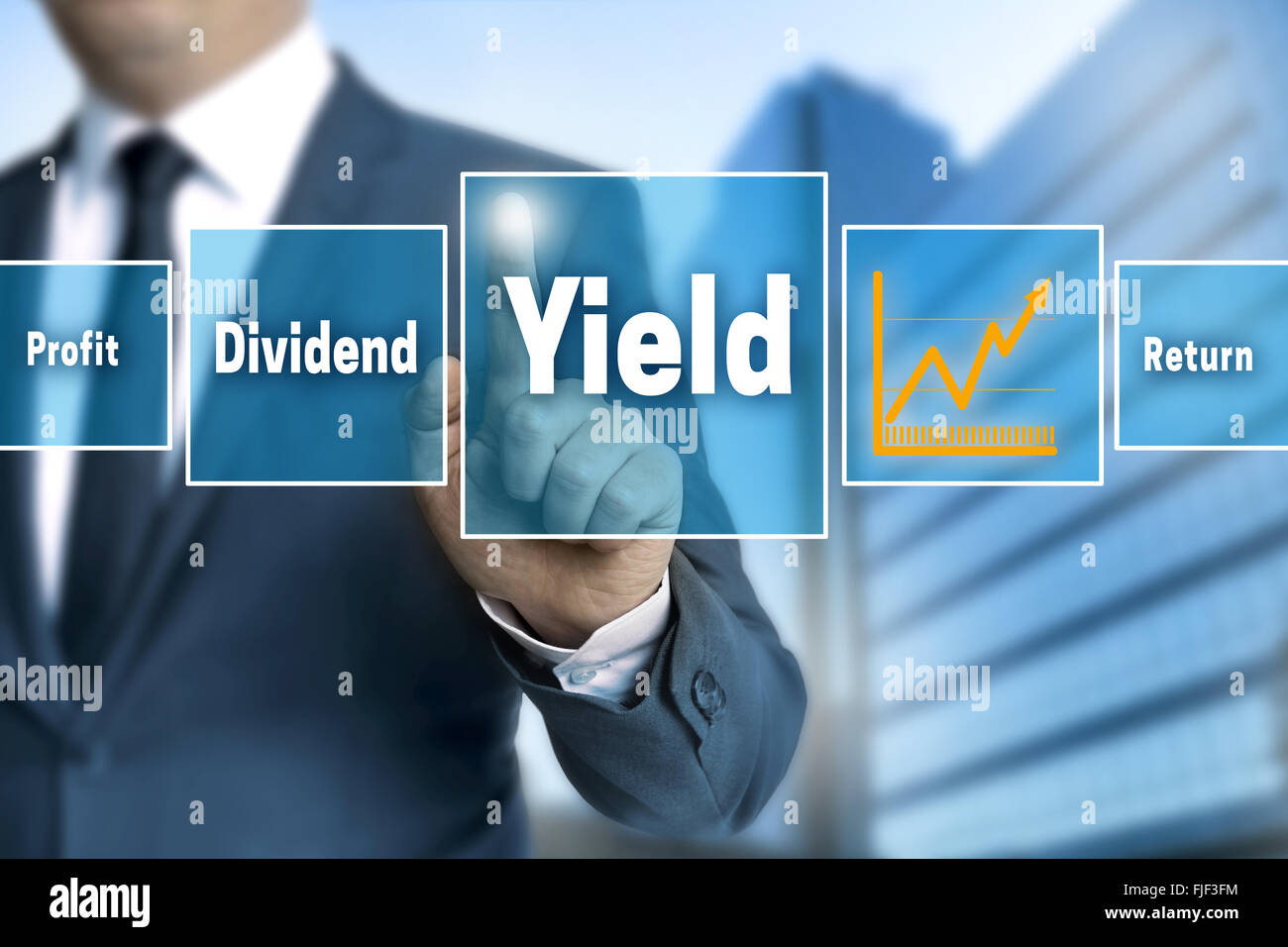 yield touchscreen is operated by businessman Stock Photo - Alamy