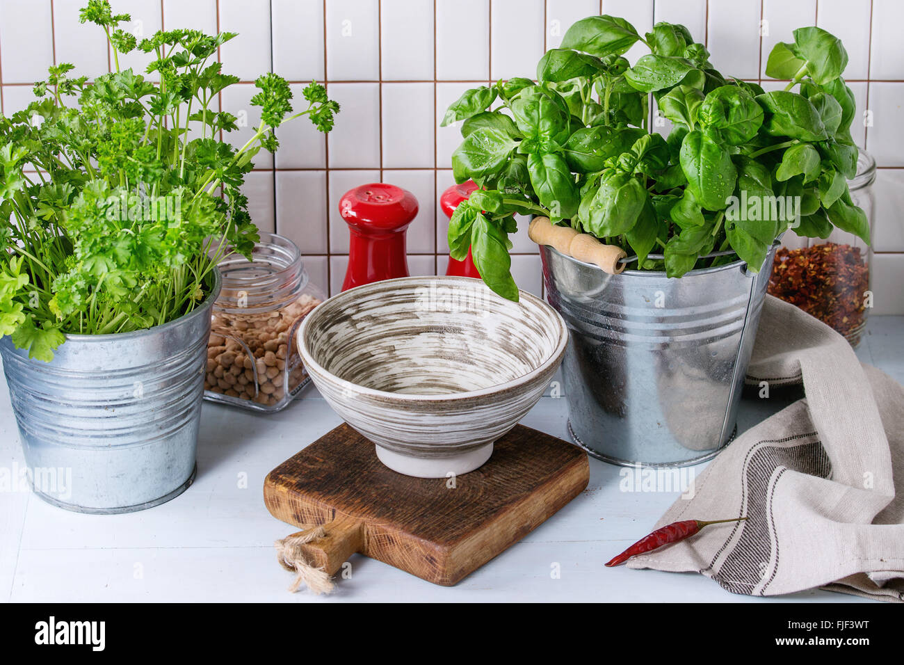Herbs and checkpeas Stock Photo - Alamy