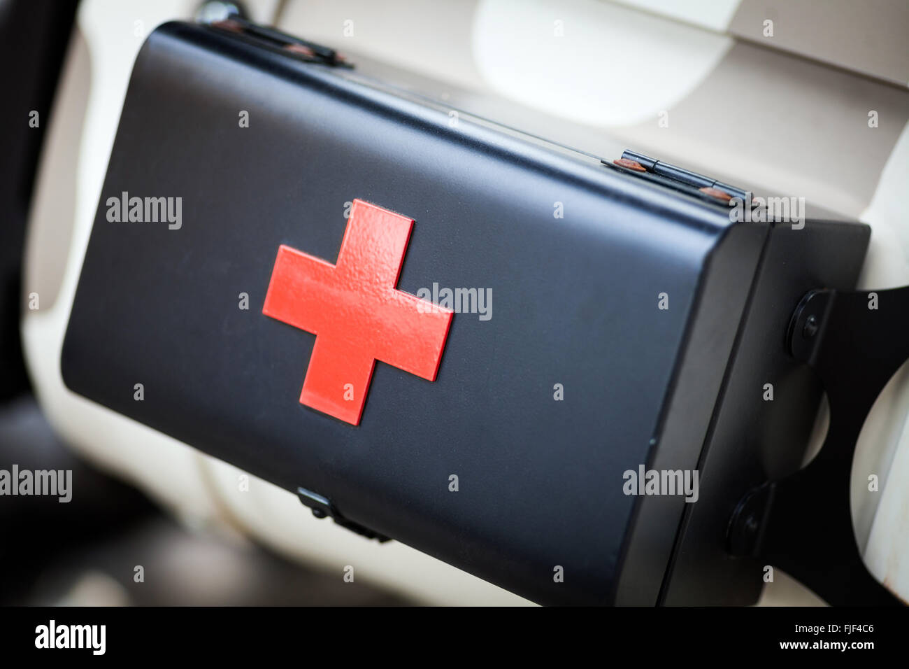 Color image of a metal first aid black box Stock Photo - Alamy