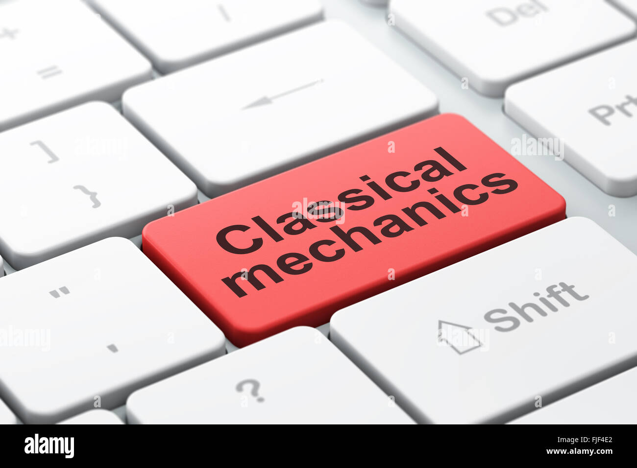 Science concept: Classical Mechanics on computer keyboard background ...