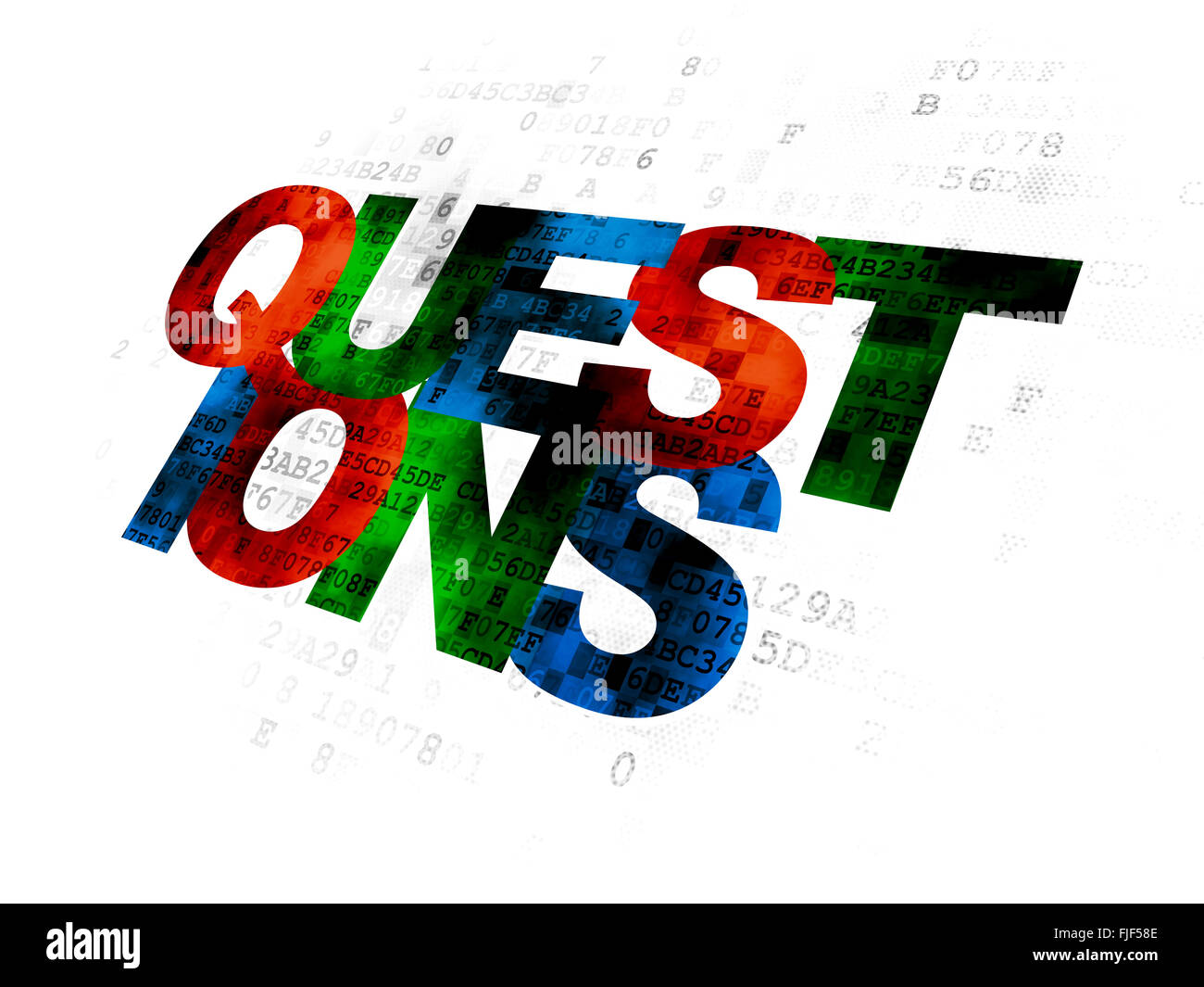 Studying concept: Questions? on Digital background Stock Photo - Alamy