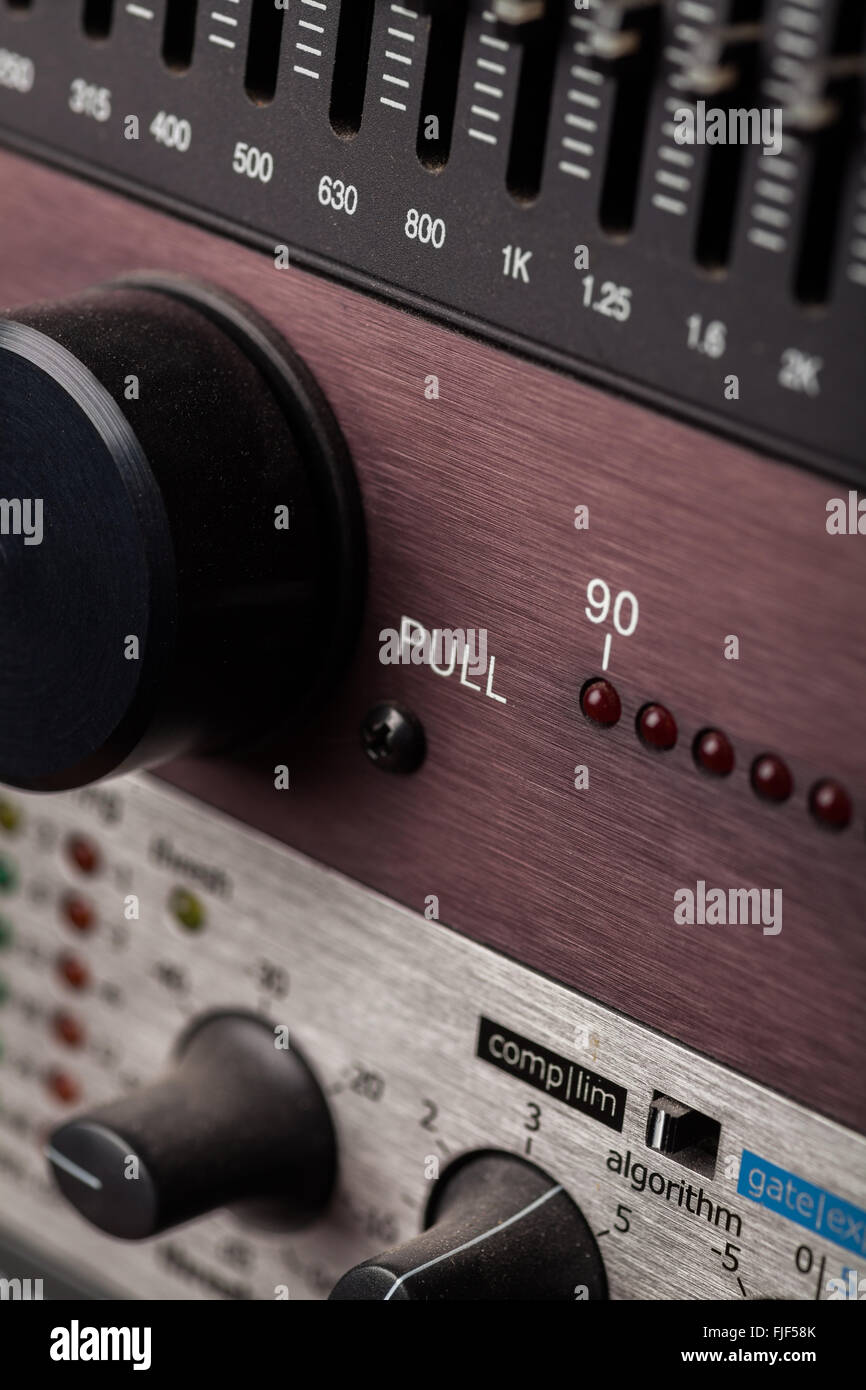 Color image of many buttons in a sound recording studio Stock Photo - Alamy