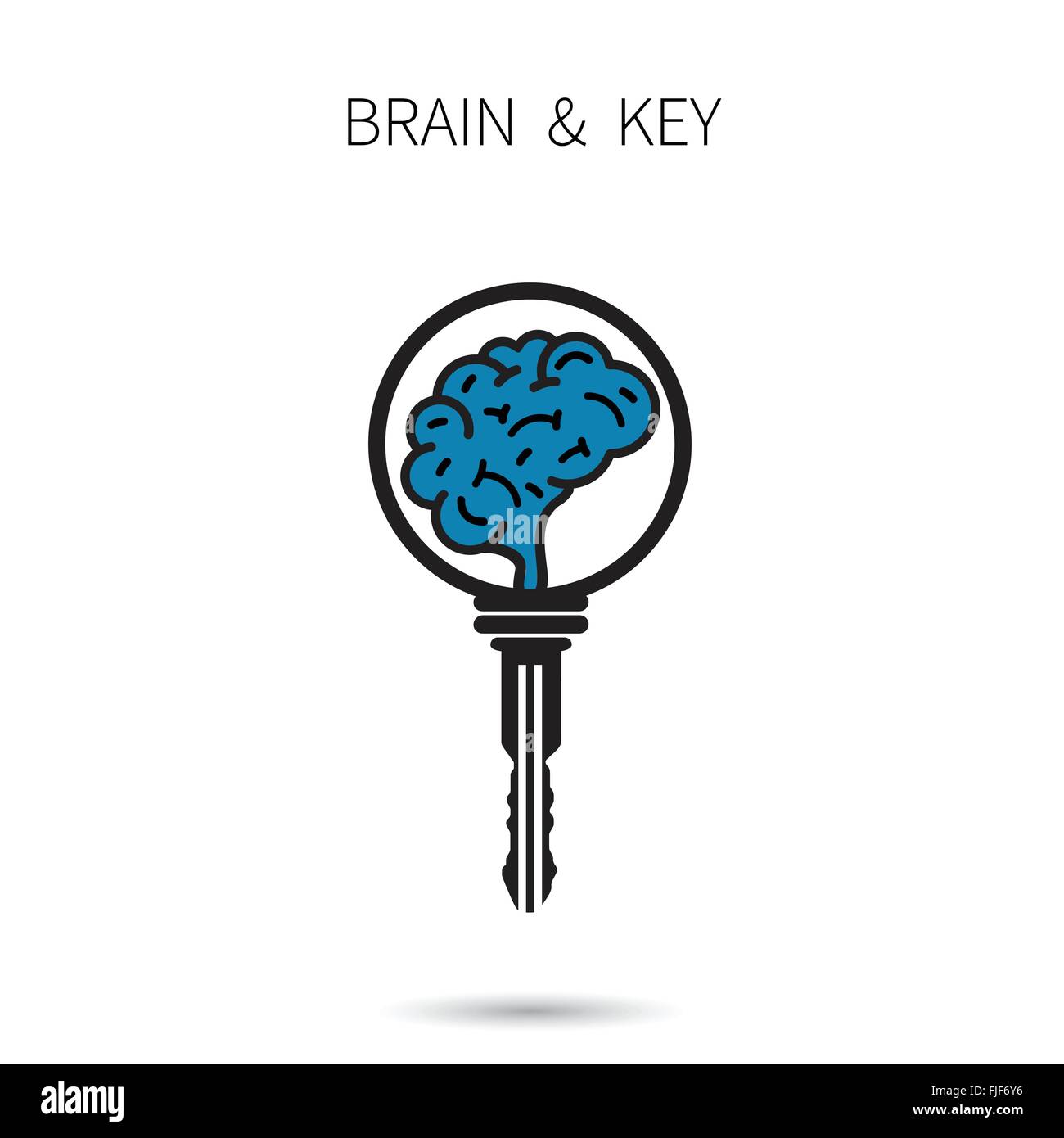 Creative brain sign with key symbol. Key of success. Business and ...