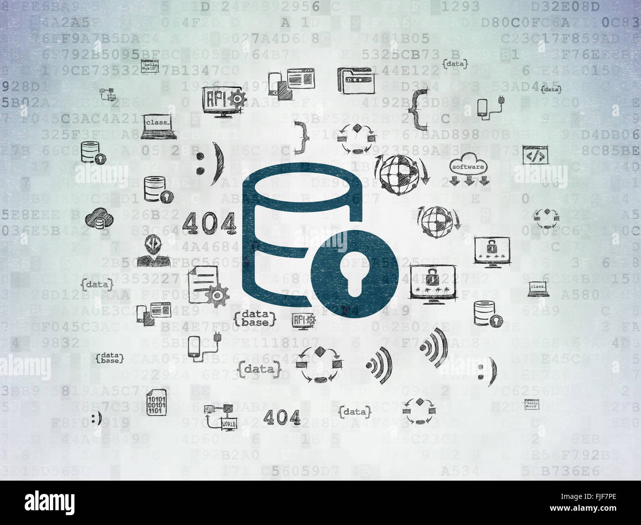 Database concept: Database With Lock on Digital Paper background Stock ...
