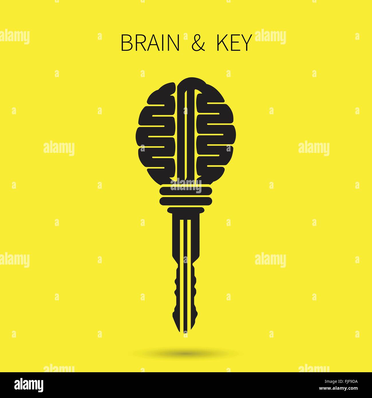 Creative brain sign with key symbol. Key of success. Business and ...