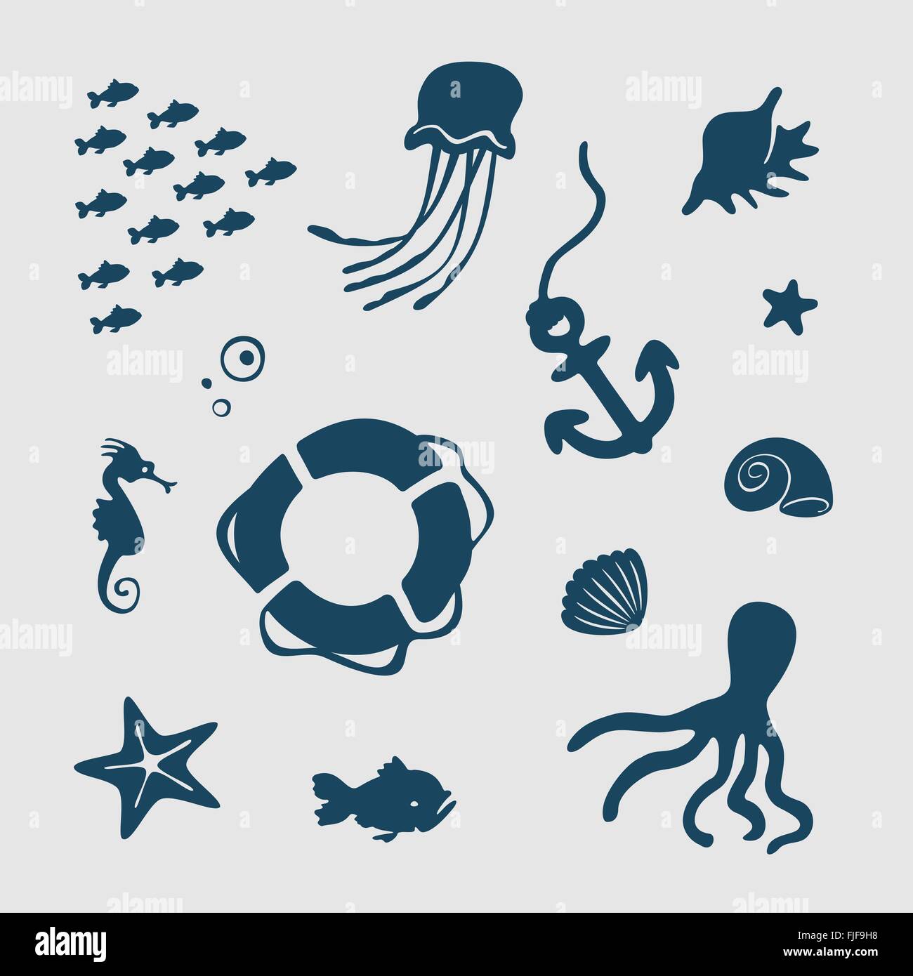 Set of Vector Symbols Sea Stock Vector Image & Art - Alamy