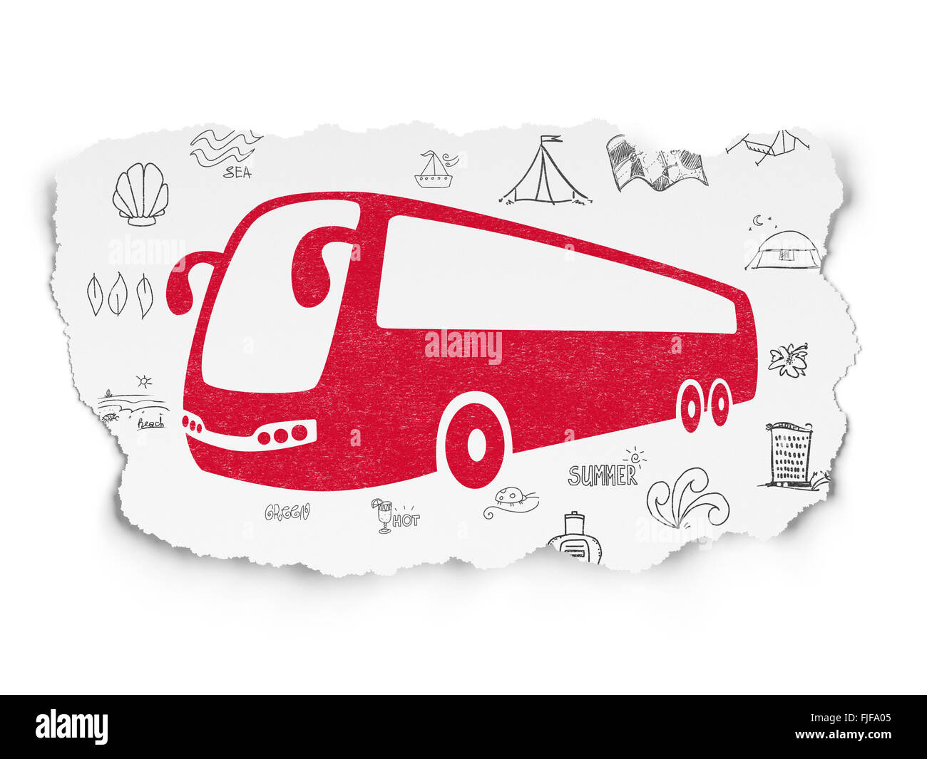 Travel concept: Bus on Torn Paper background Stock Photo - Alamy