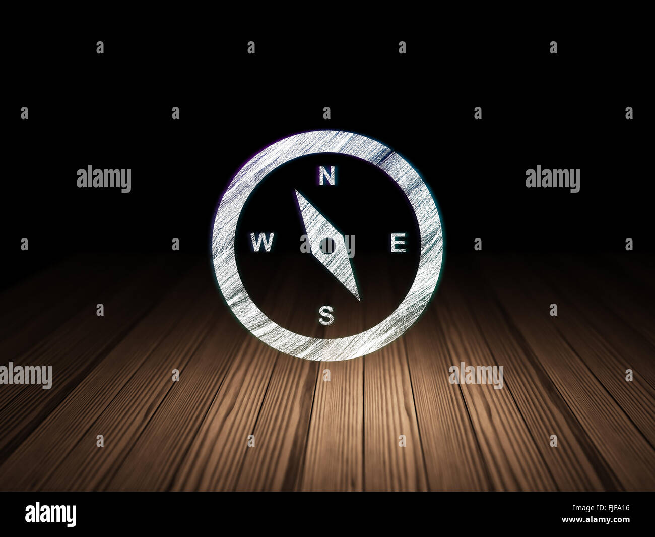 Vacation concept: Compass in grunge dark room Stock Photo - Alamy