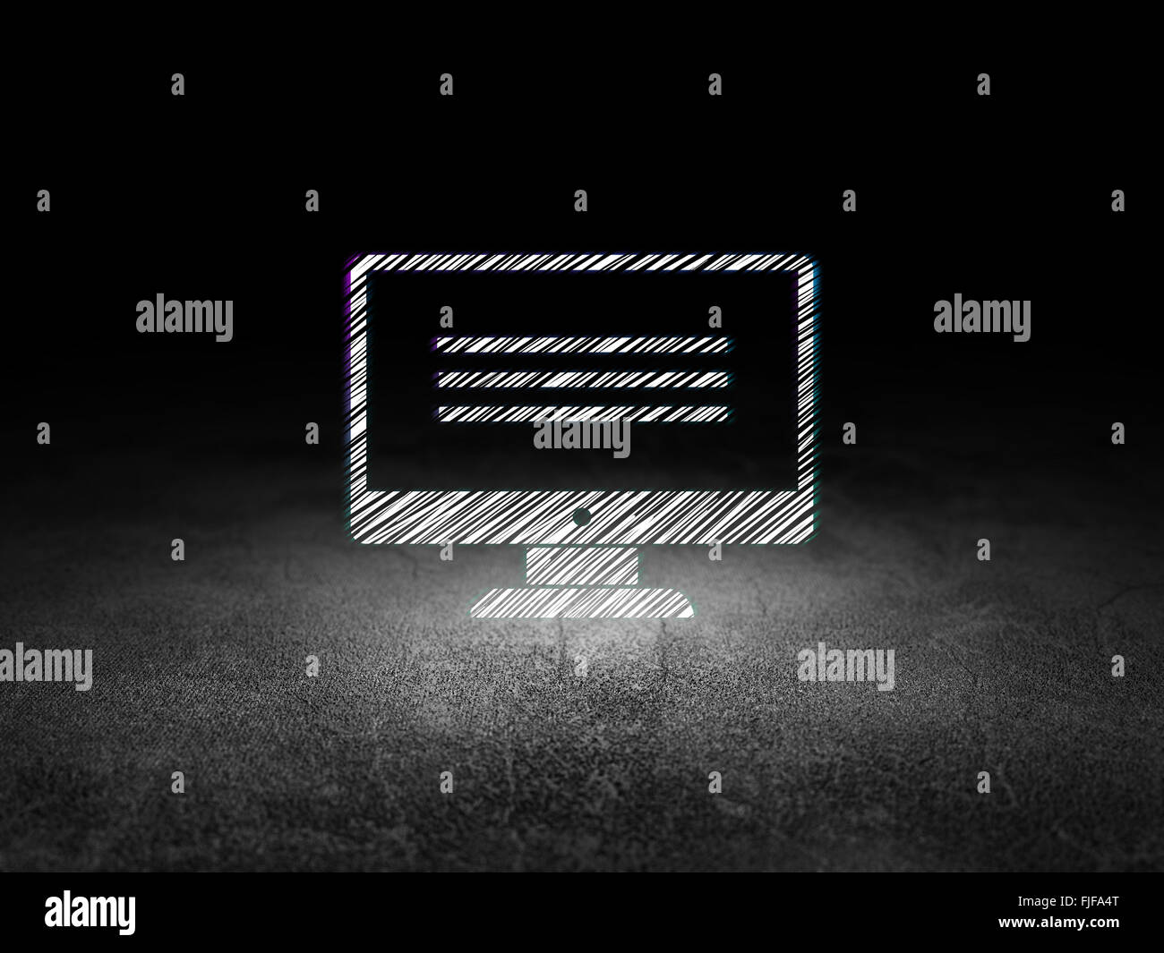 Programming concept: Monitor in grunge dark room Stock Photo - Alamy