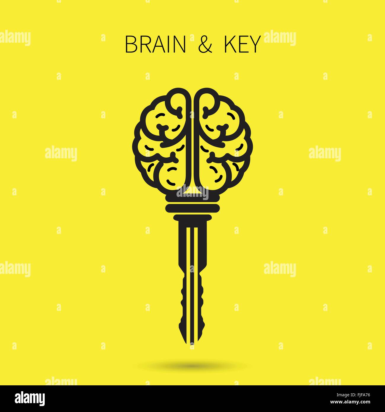 Creative brain sign with key symbol. Key of success. Business and ...