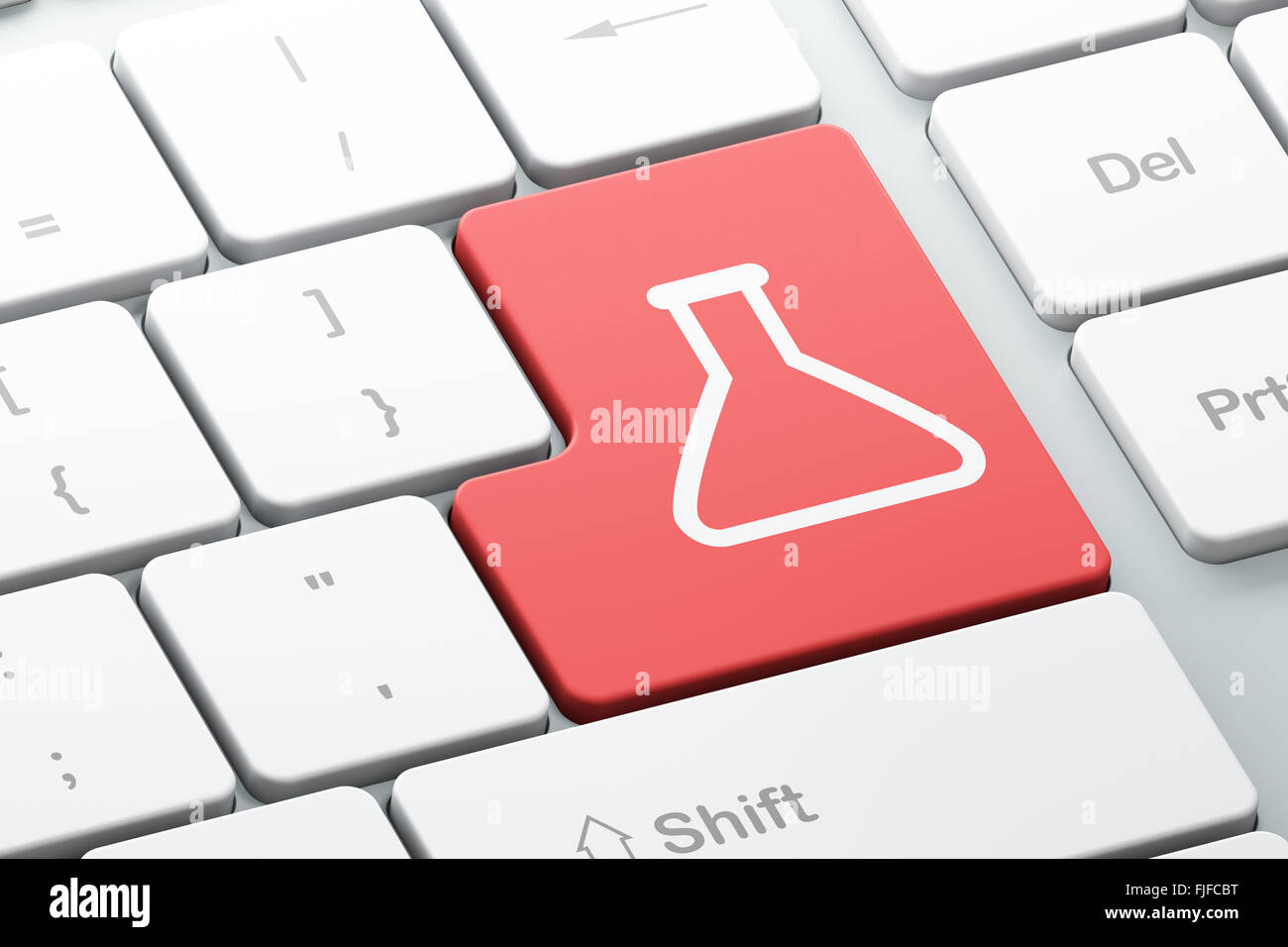 Science concept: Flask on computer keyboard background Stock Photo - Alamy