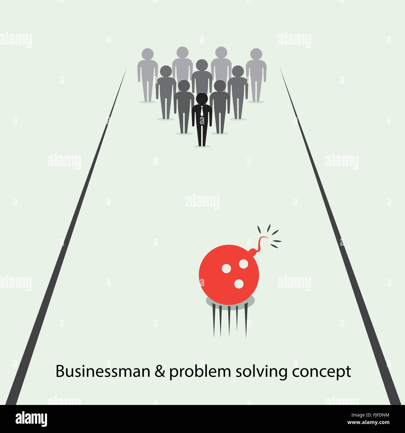 Businessman pins symbol and bowling ball sign. Business and problem ...