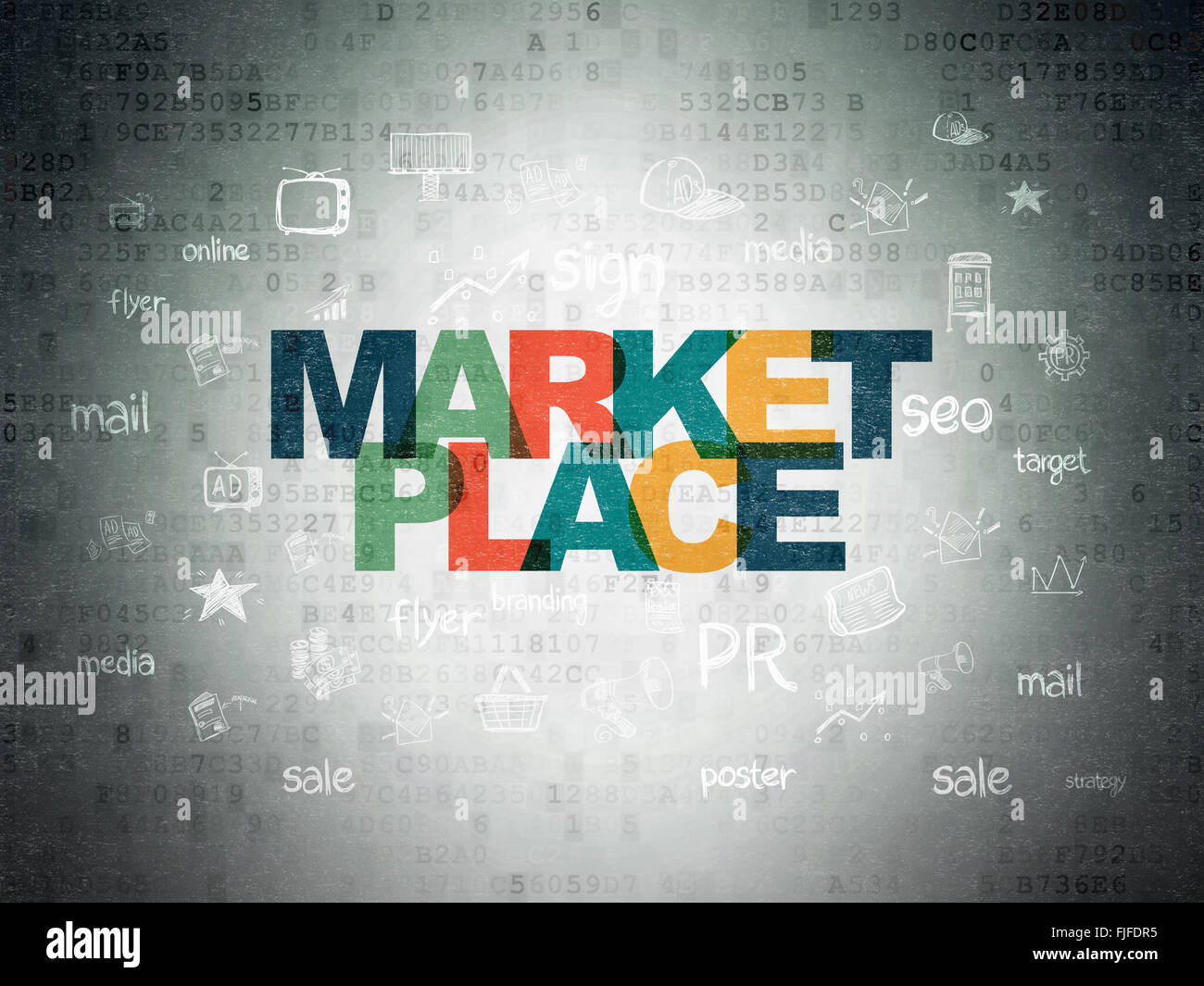 Marketing concept: Marketplace on Digital Paper background Stock Photo ...