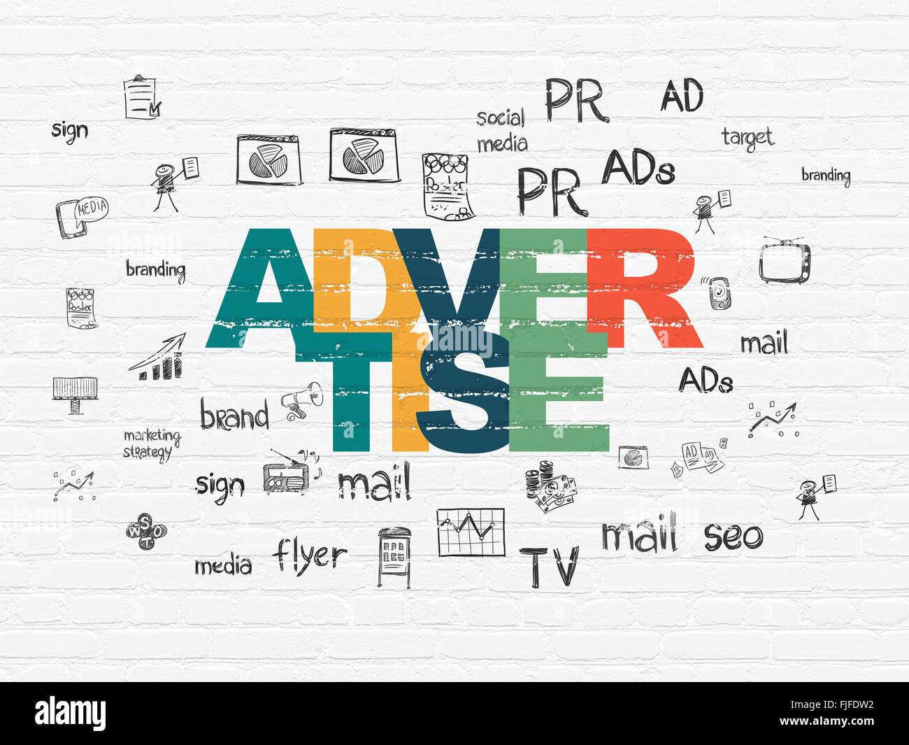 Advertising concept: Advertise on wall background Stock Photo - Alamy
