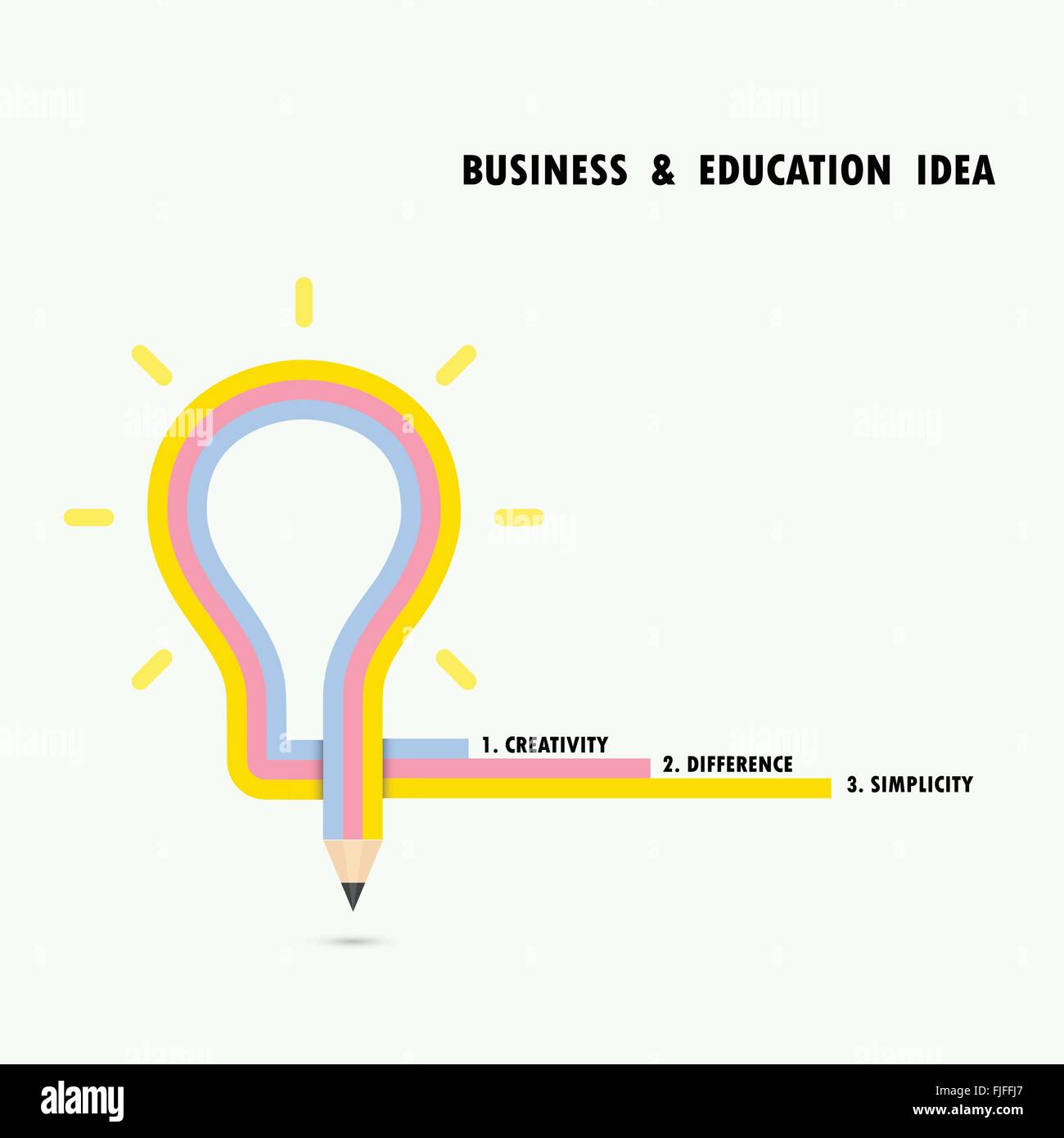 Pencil and light bulb on background. Education concept. Vector ...