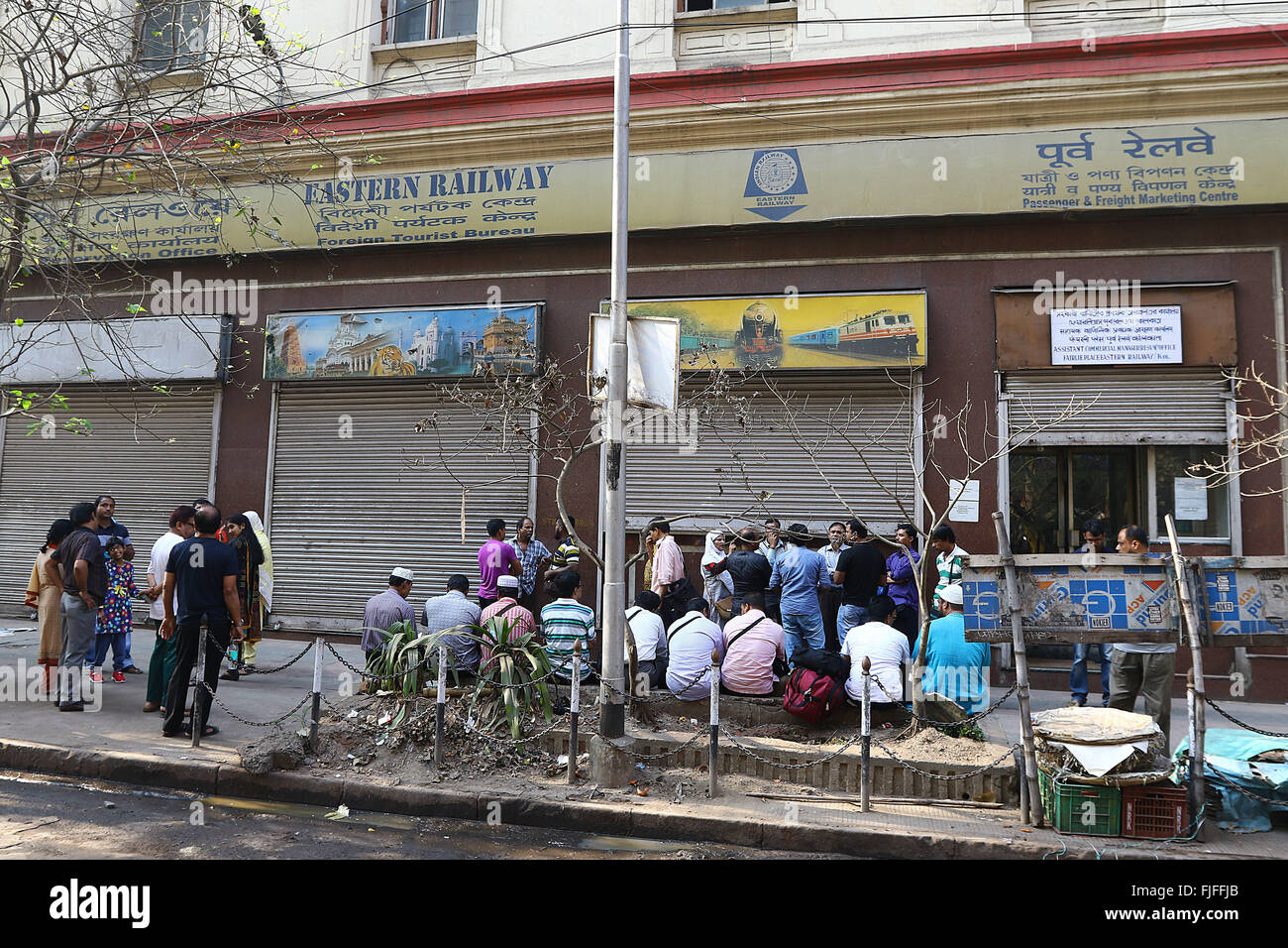 People wait in line to buy Kolkata to Dhaka Maitree Express train ...