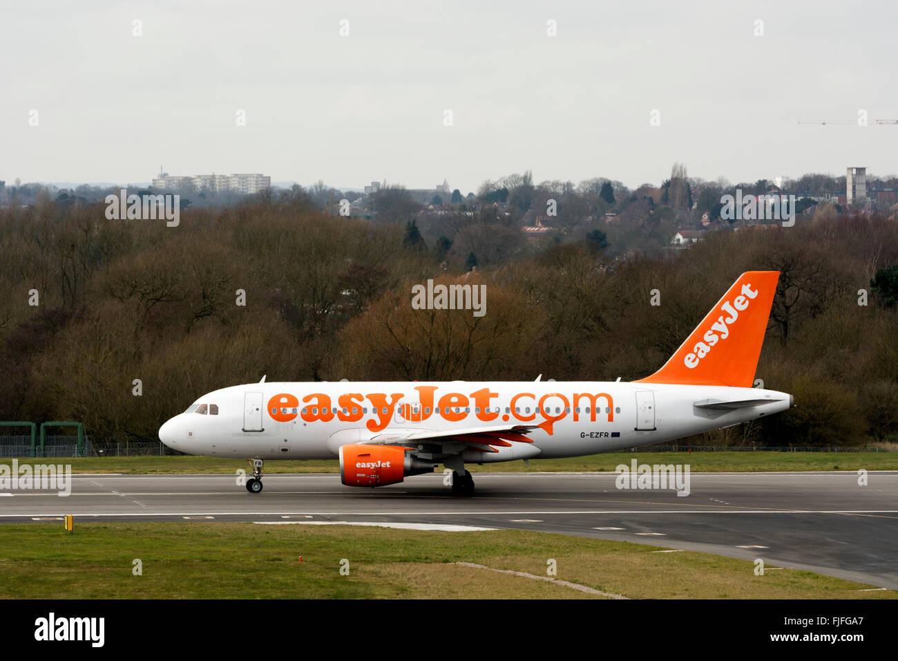 Easyjet Airbus A318 about to take off at Birmingham Airport, UK Stock ...