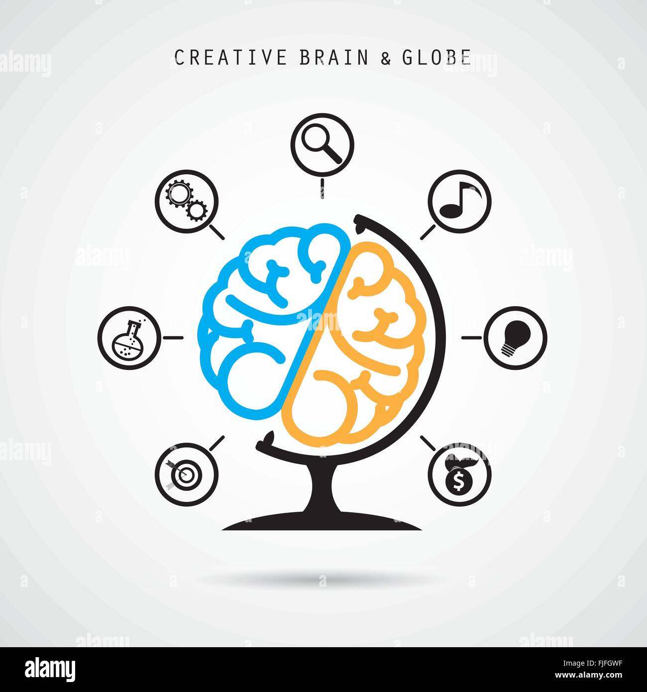Creative brain abstract vector logo design and infographics template ...