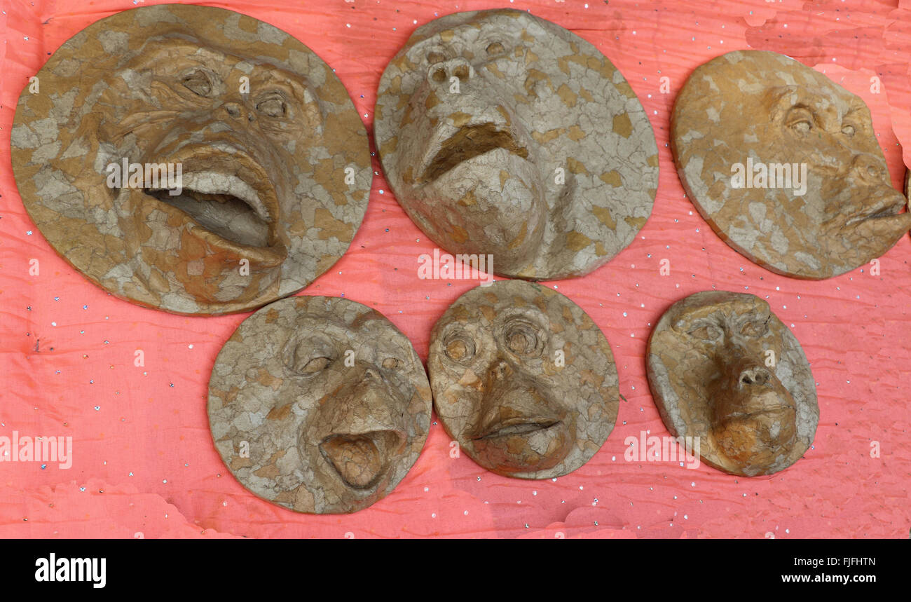 Handmade different faces/animal made with handmade paper pulp Stock ...