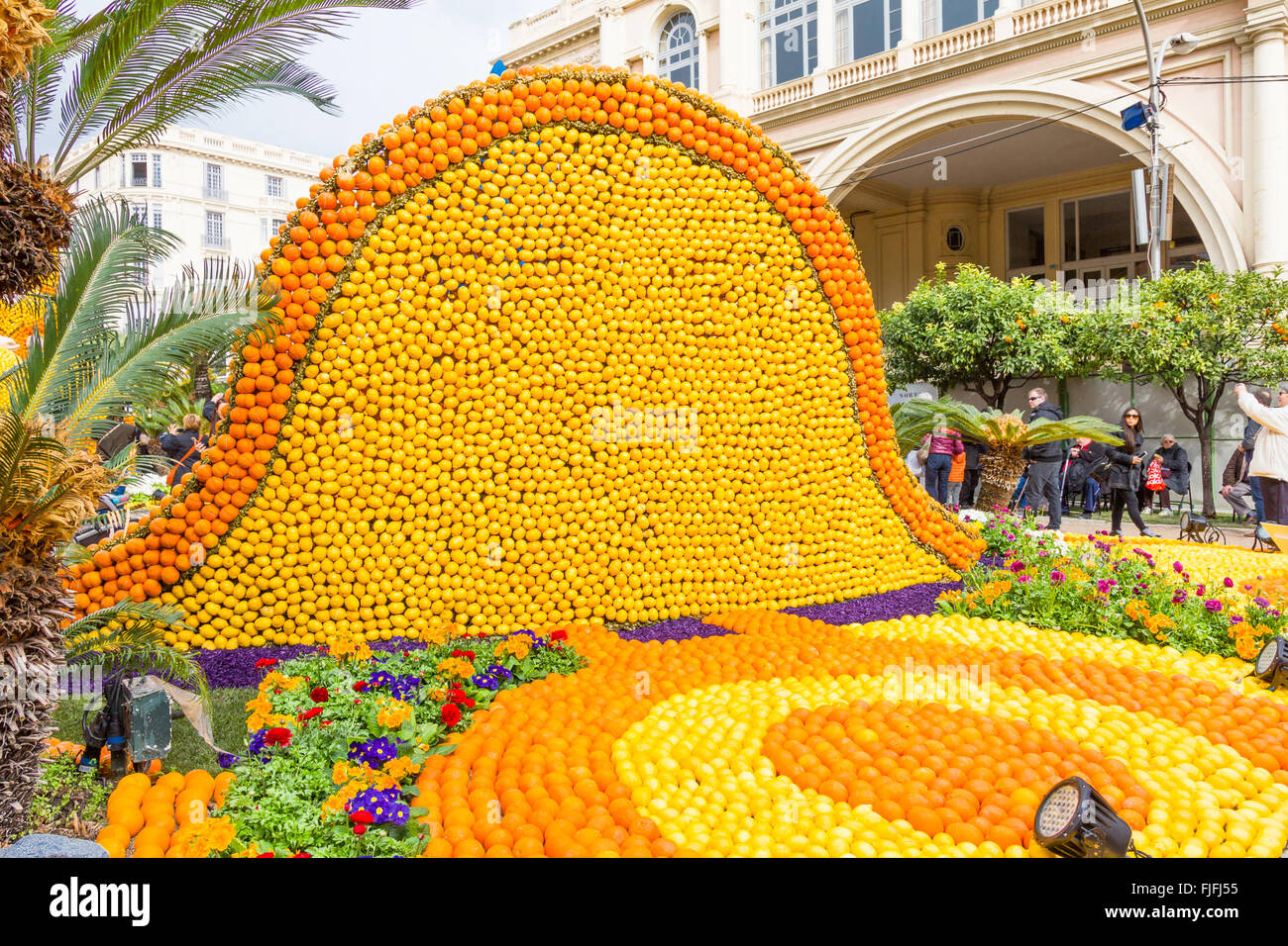 MENTON, FRANCE - FEBRUARY 14: Art made of lemons and oranges in the ...