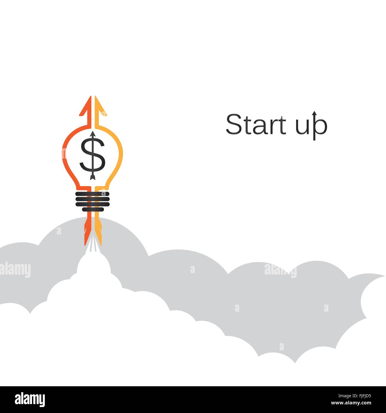 Creative light bulb sign and grey cloud, conceptual of start up new ...