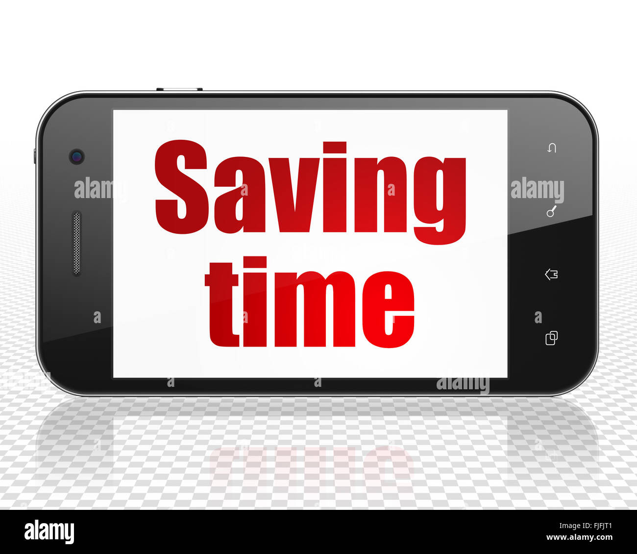 Time concept: Smartphone with Saving Time on display Stock Photo - Alamy