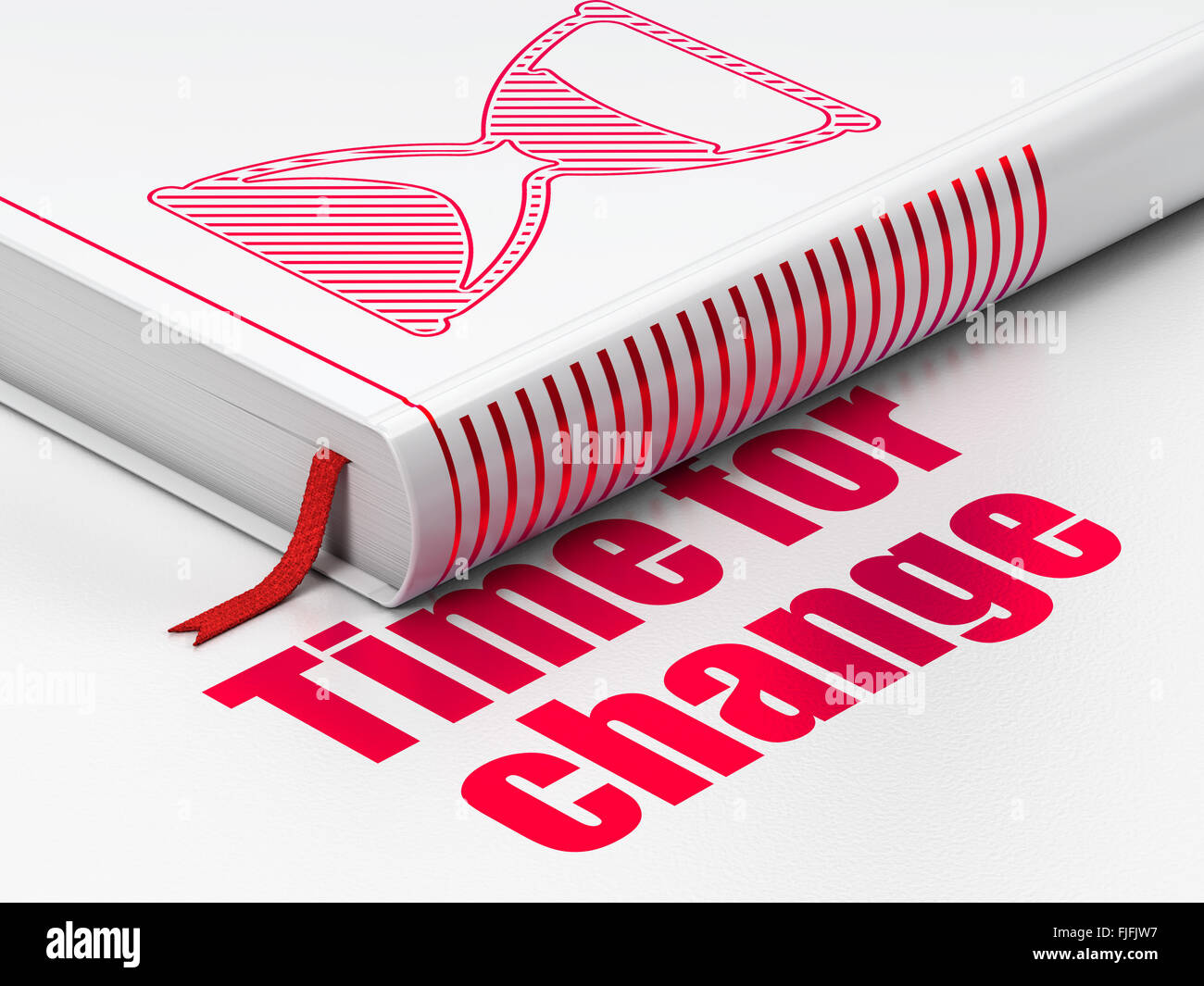 Time concept: book Hourglass, Time For Change on white background Stock ...