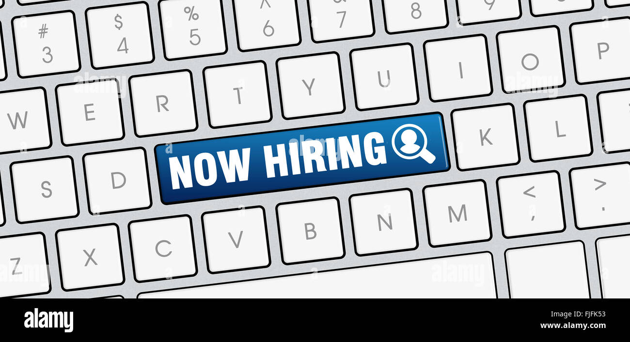 Hiring Now button on keyboard keys Stock Photo - Alamy