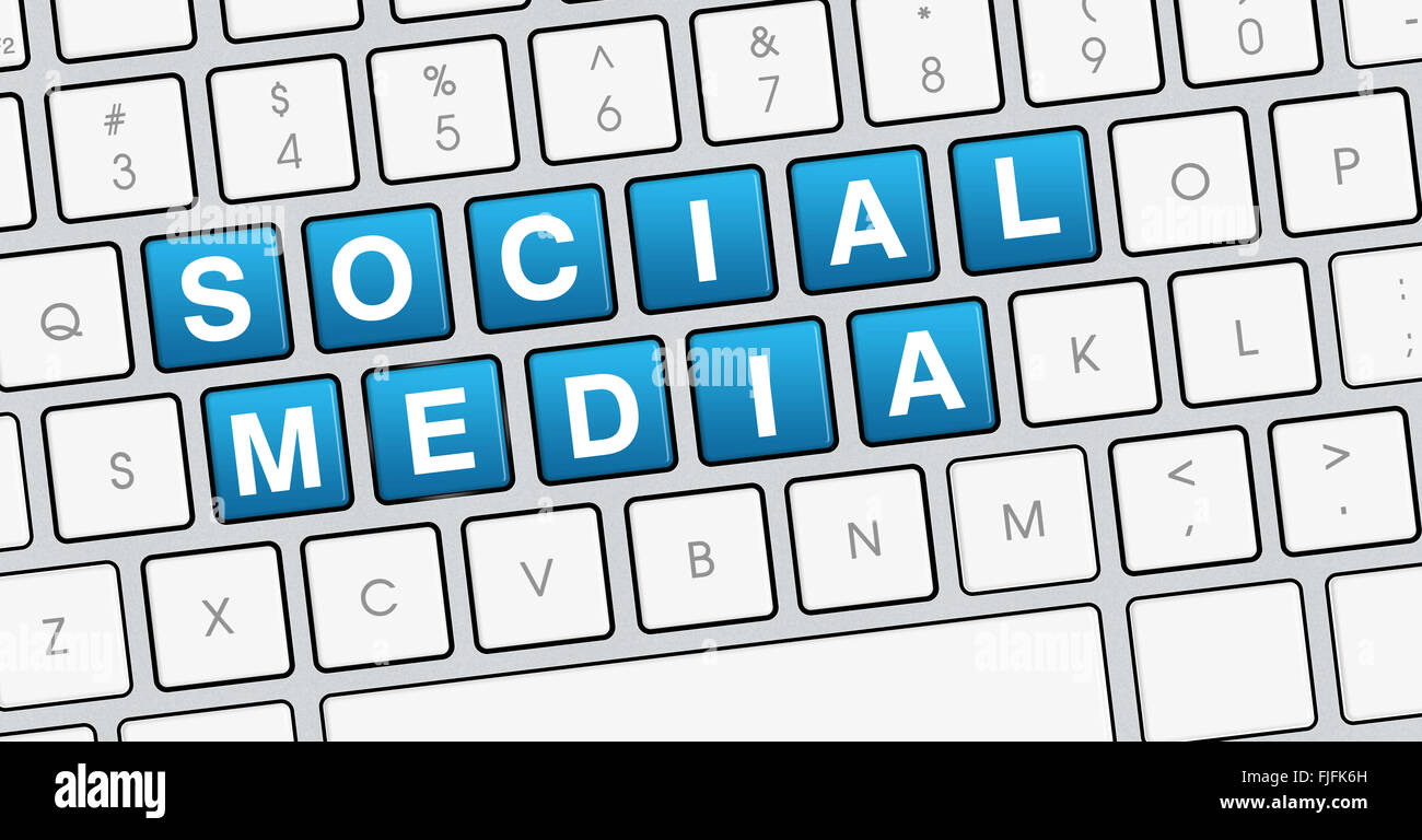 Social Media on keyboard keys closeup Stock Photo - Alamy