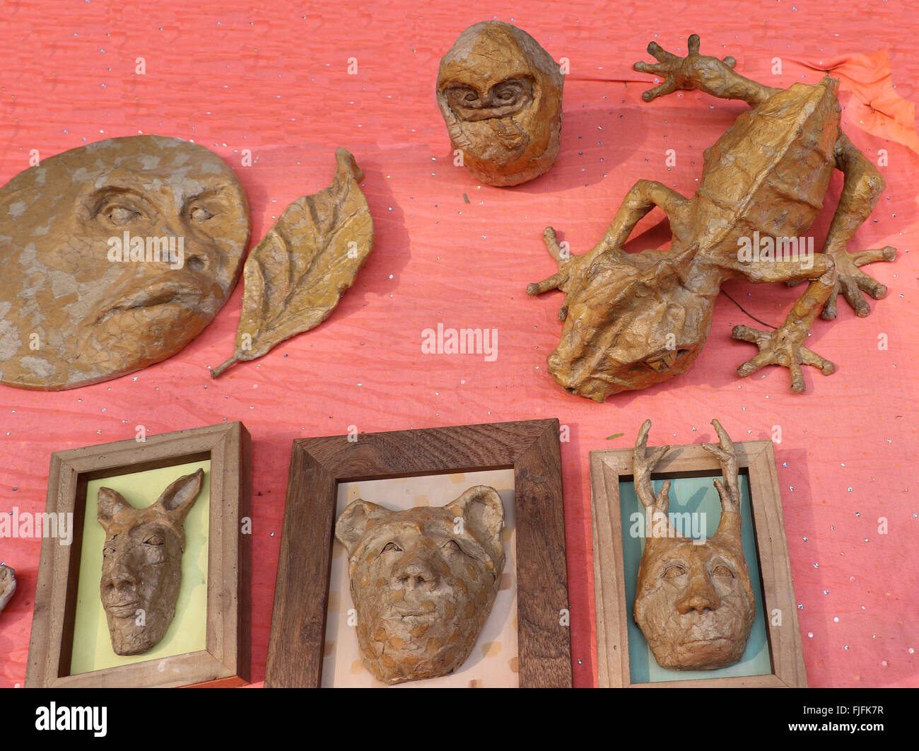 Handmade different faces/animal made with handmade paper pulp Stock ...