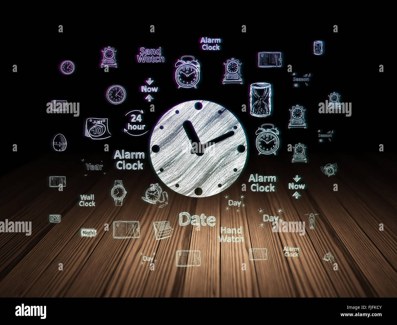 Time concept: Clock in grunge dark room Stock Photo - Alamy