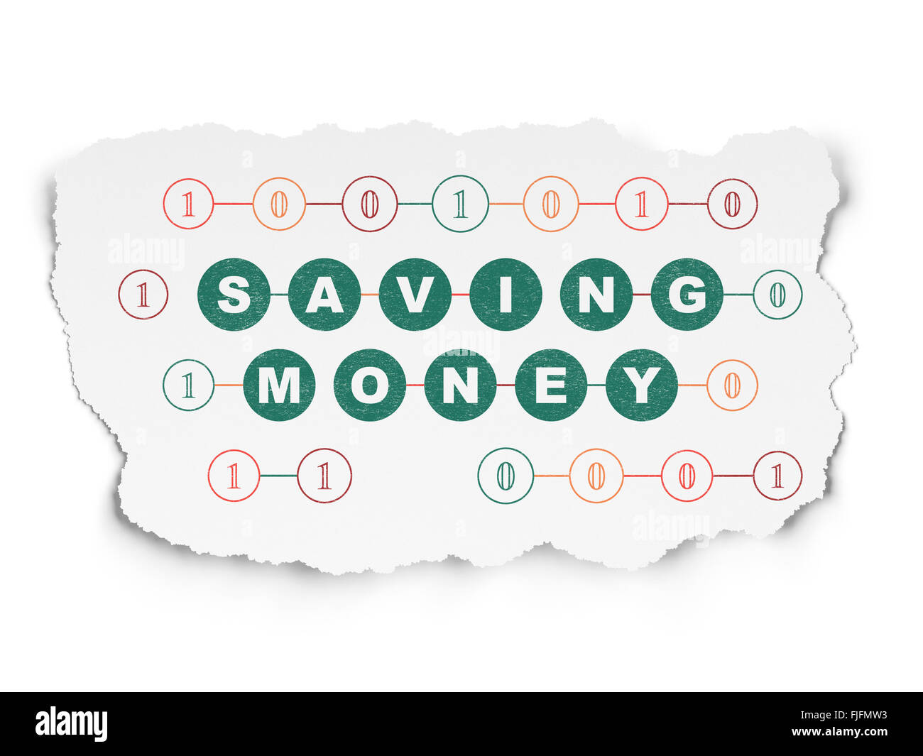 Business concept: Saving Money on Torn Paper background Stock Photo - Alamy