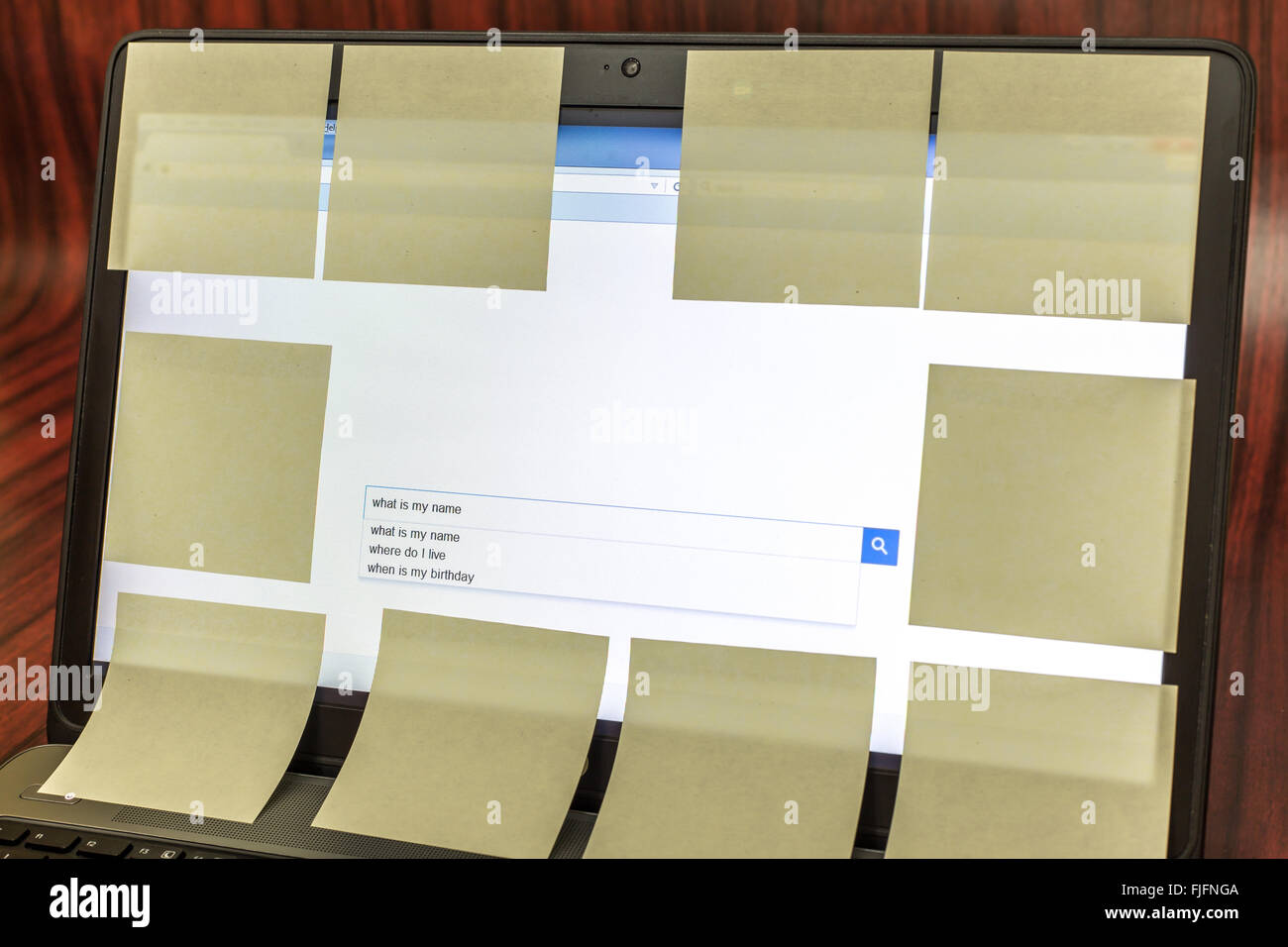 Laptop display covered with yellow sticky notes Stock Photo - Alamy