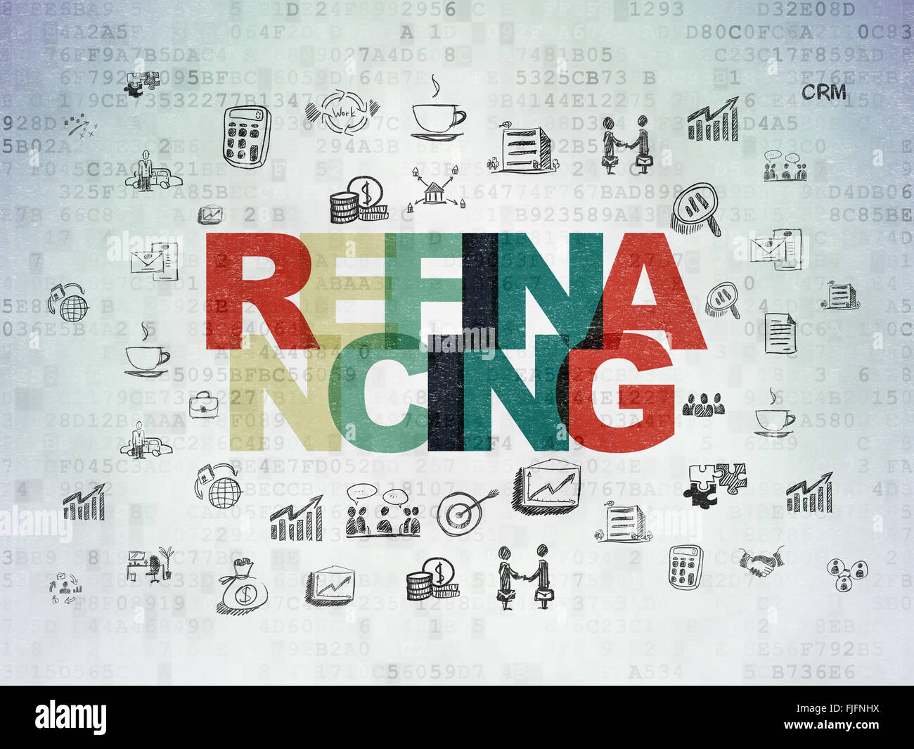 Finance concept: Refinancing on Digital Paper background Stock Photo ...