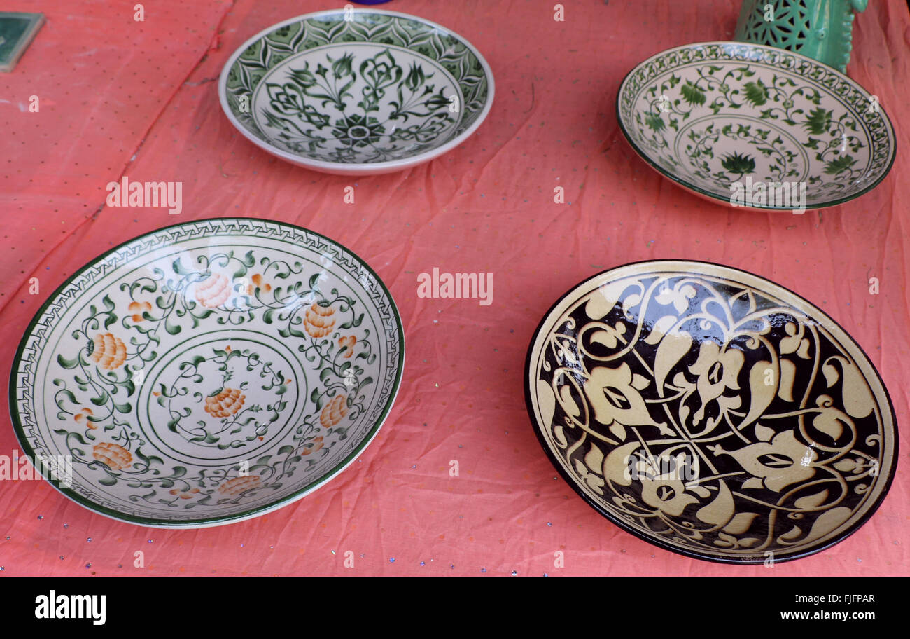 Plates with handmade design Stock Photo - Alamy