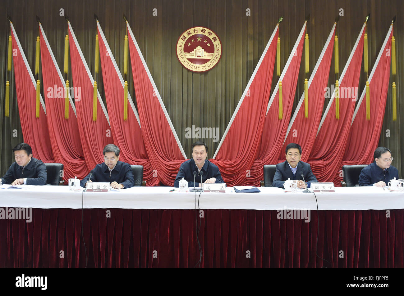 Beijing, China. 2nd Mar, 2016. Chinese State Councilor Yang Jing (C ...