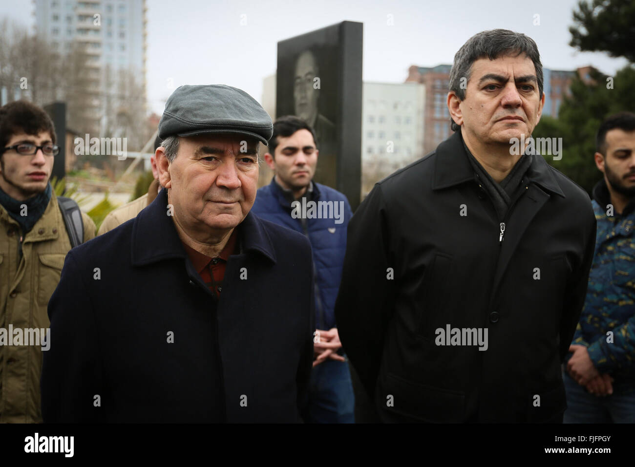 Opposition leaders Ali Kaerimli (R) and Jamil Hasanli (L) commemorated ...