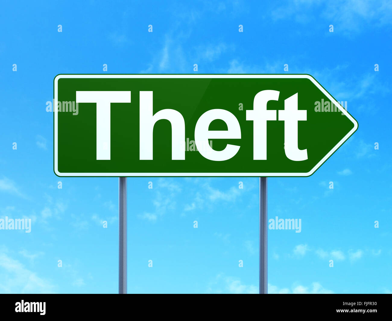 Security concept: Theft on road sign background Stock Photo - Alamy
