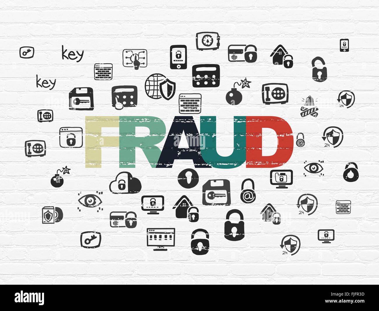 Safety concept: Fraud on wall background Stock Photo - Alamy