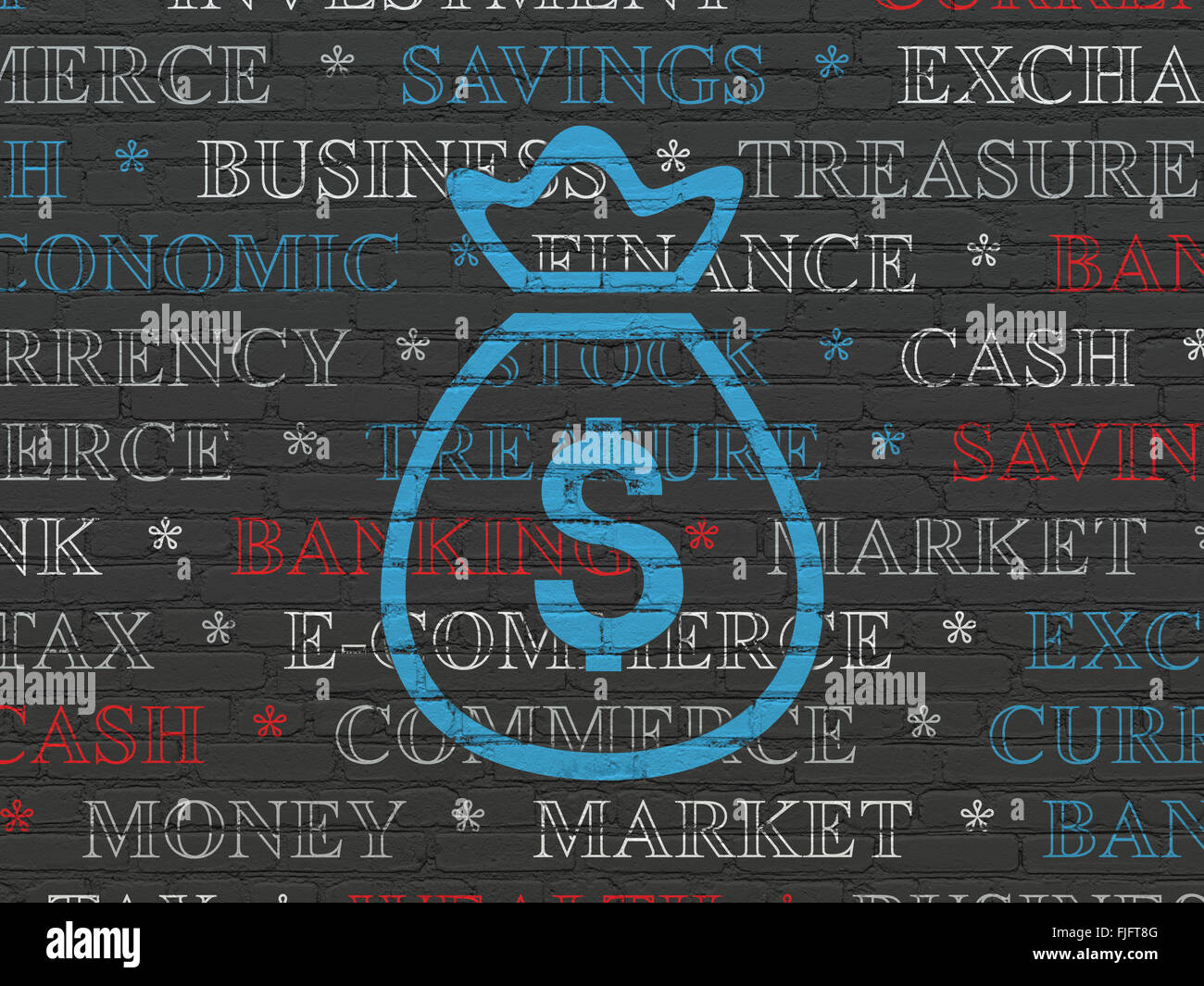 Money concept: Money Bag on wall background Stock Photo - Alamy