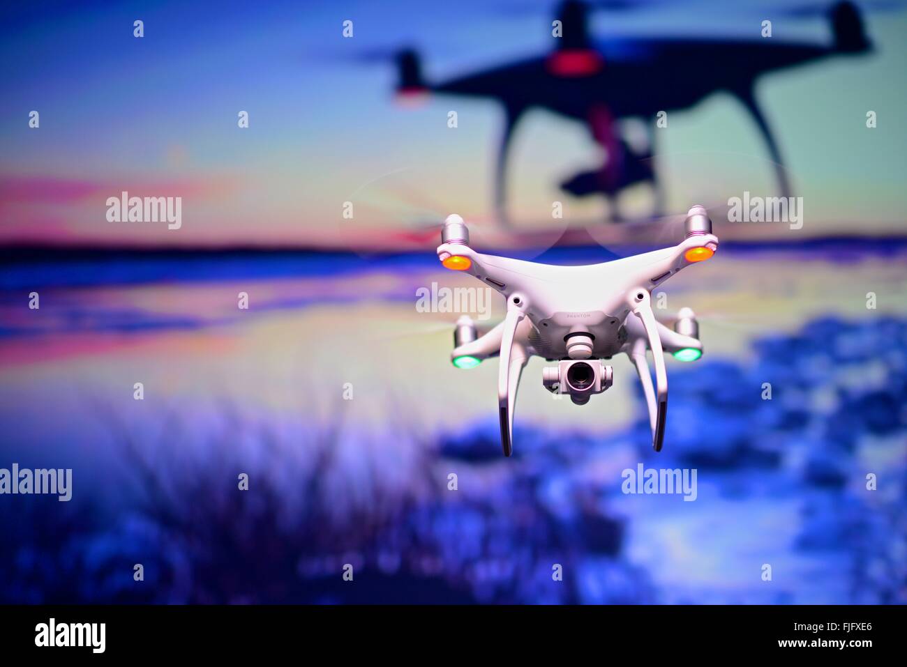 New York, USA. 01st Mar, 2016. DJI Phantom 4 Drone with Anti-Collision ...