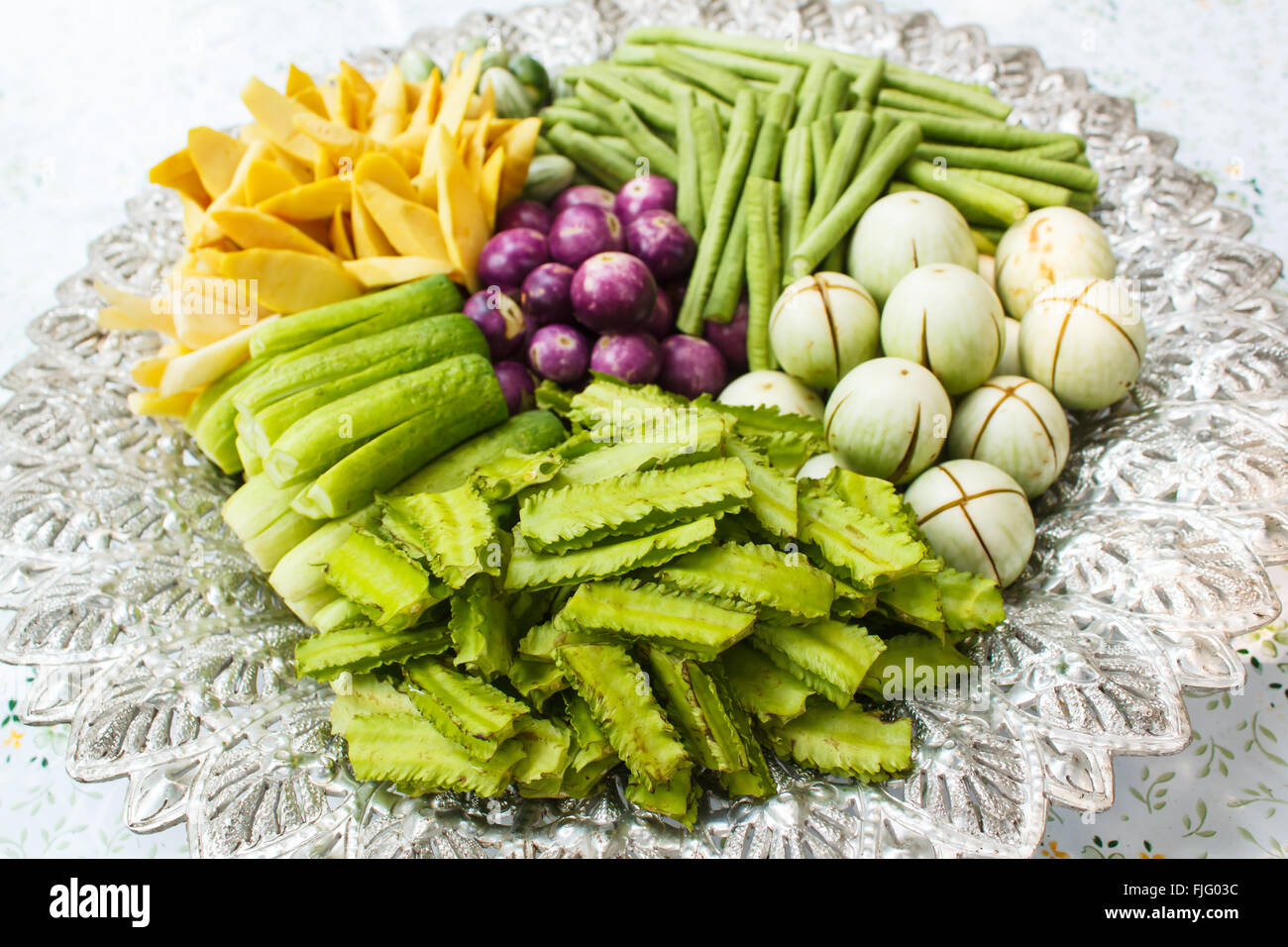 Vegetable on a tray, style thai food Stock Photo - Alamy