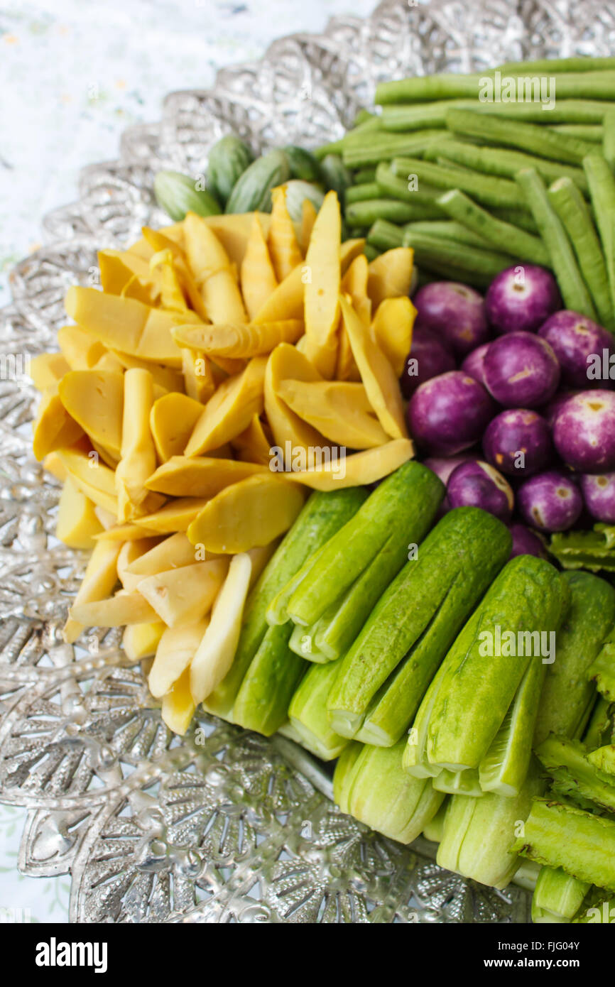 Vegetable on a tray, style thai food Stock Photo - Alamy