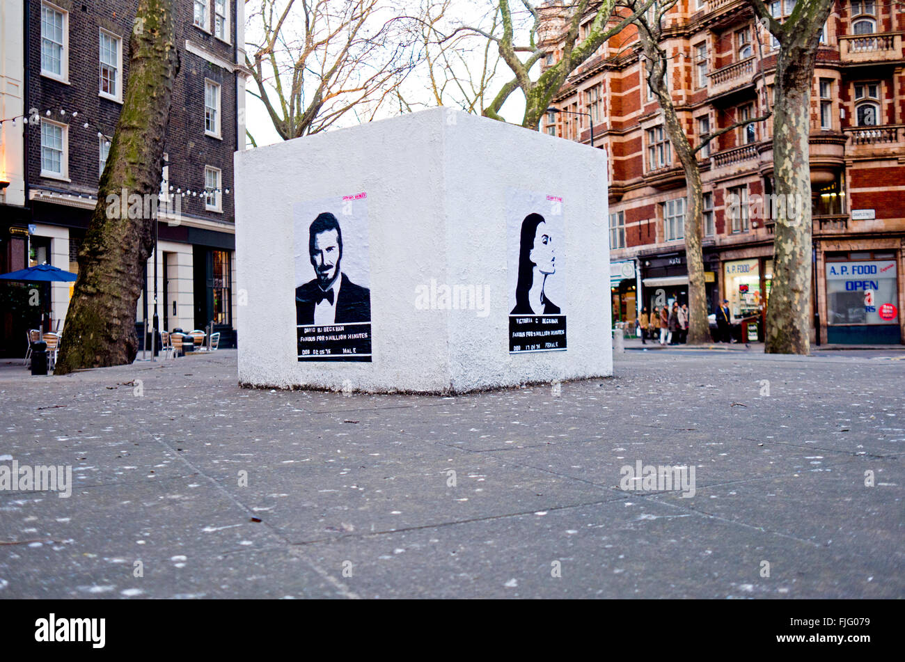 Street art graffiti of the Beckhams from artist Fussy Human in London ...