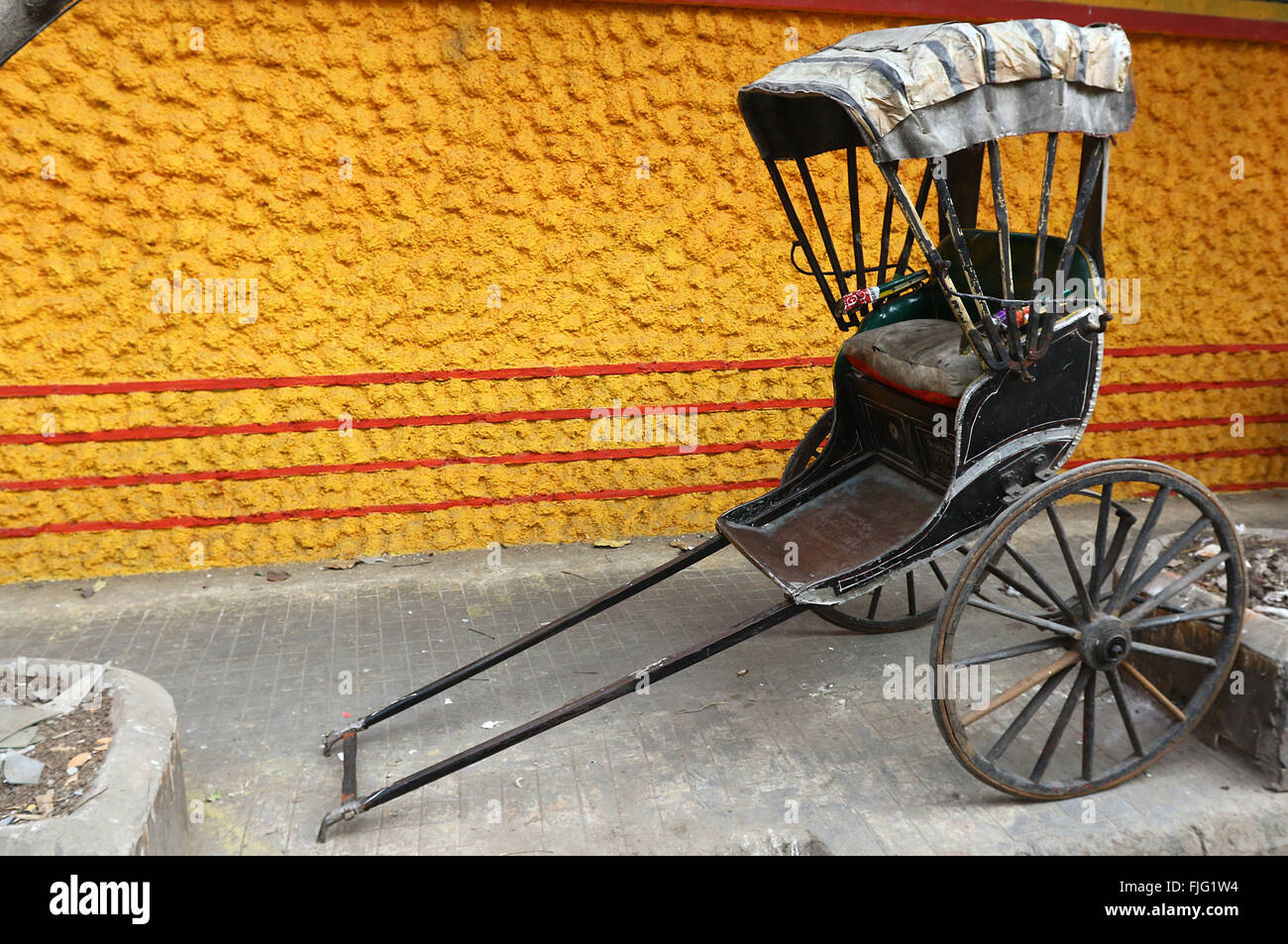 Hand pulled rickshaw calcutta street scene calcutta india hi-res stock ...