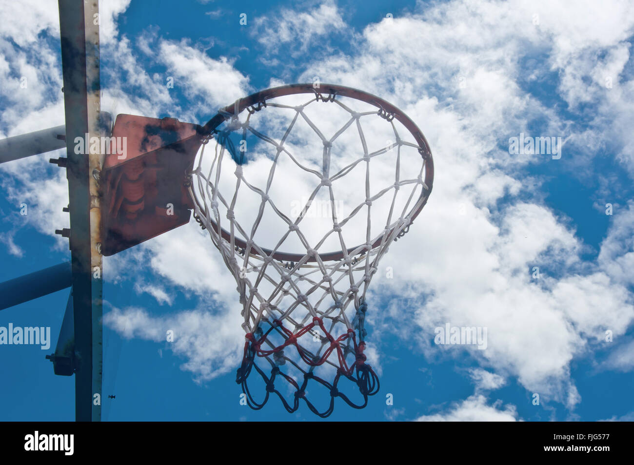 empty basketball hoop with blue sky Stock Photo - Alamy