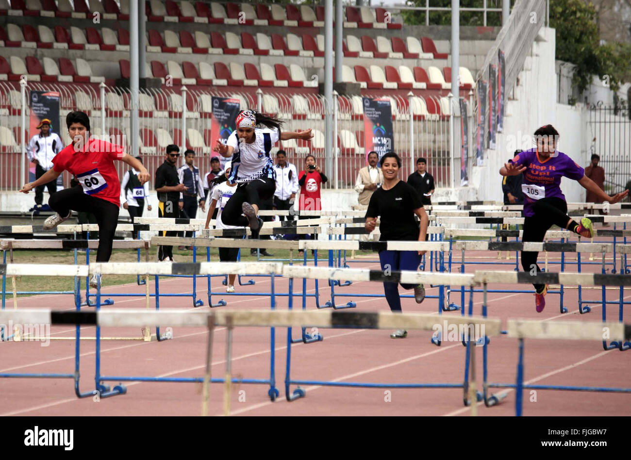 Students take part in a competition during All Pakistan Inter ...